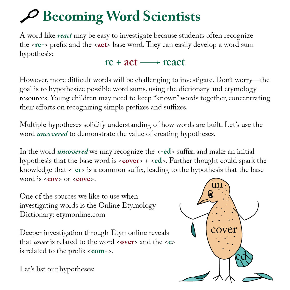 Word Study Packet—Spelling and Vocabulary—Rooted in Language